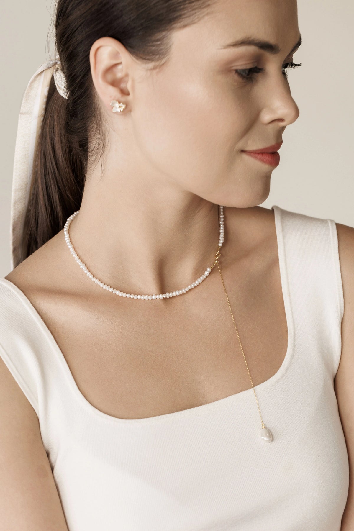 Colier Organic Pearls S din Argint Placat si Perle | Lisa&Co.