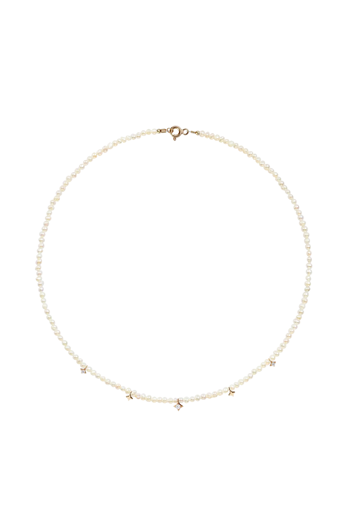 Colier Mini Pearls&Stars din Aur de 14k Perle si Topaz | Lisa&Co.