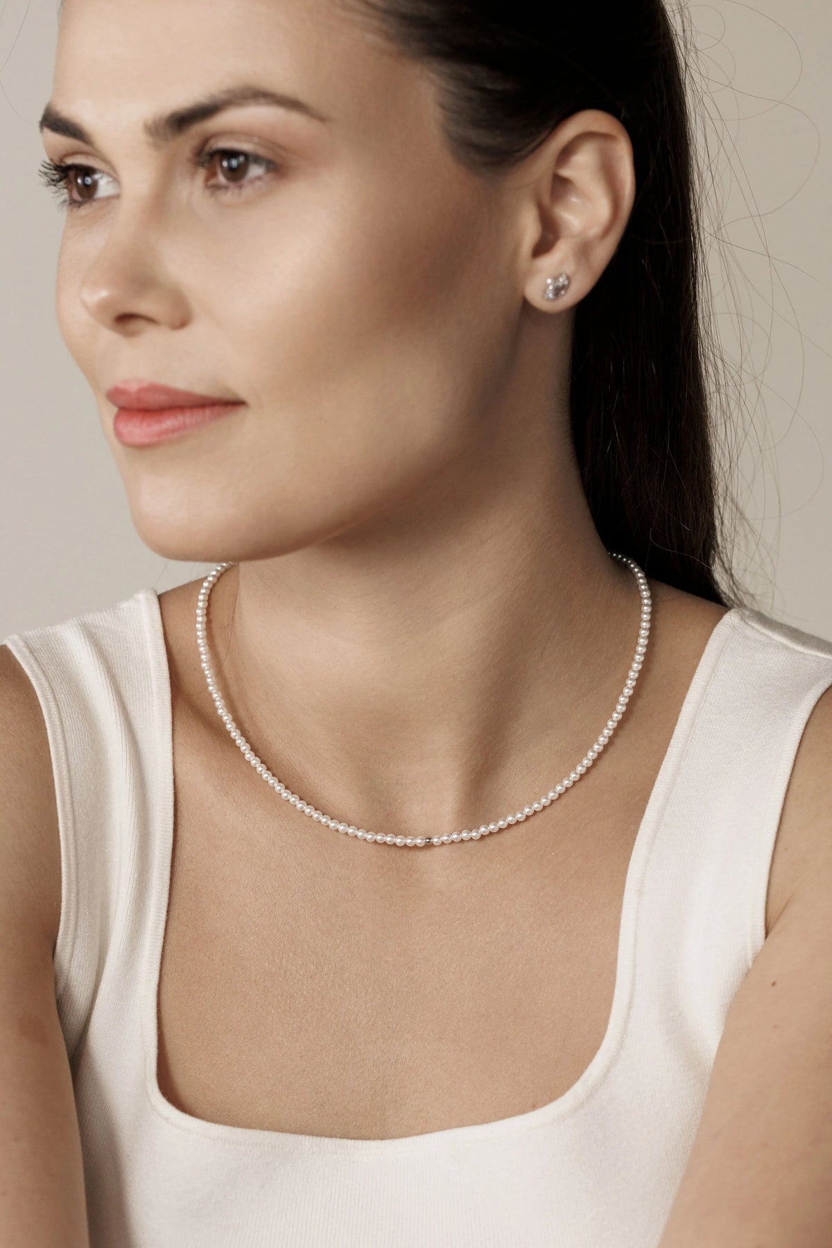 Colier Mini Pearl Bead din Argint Placat | Lisa&Co.