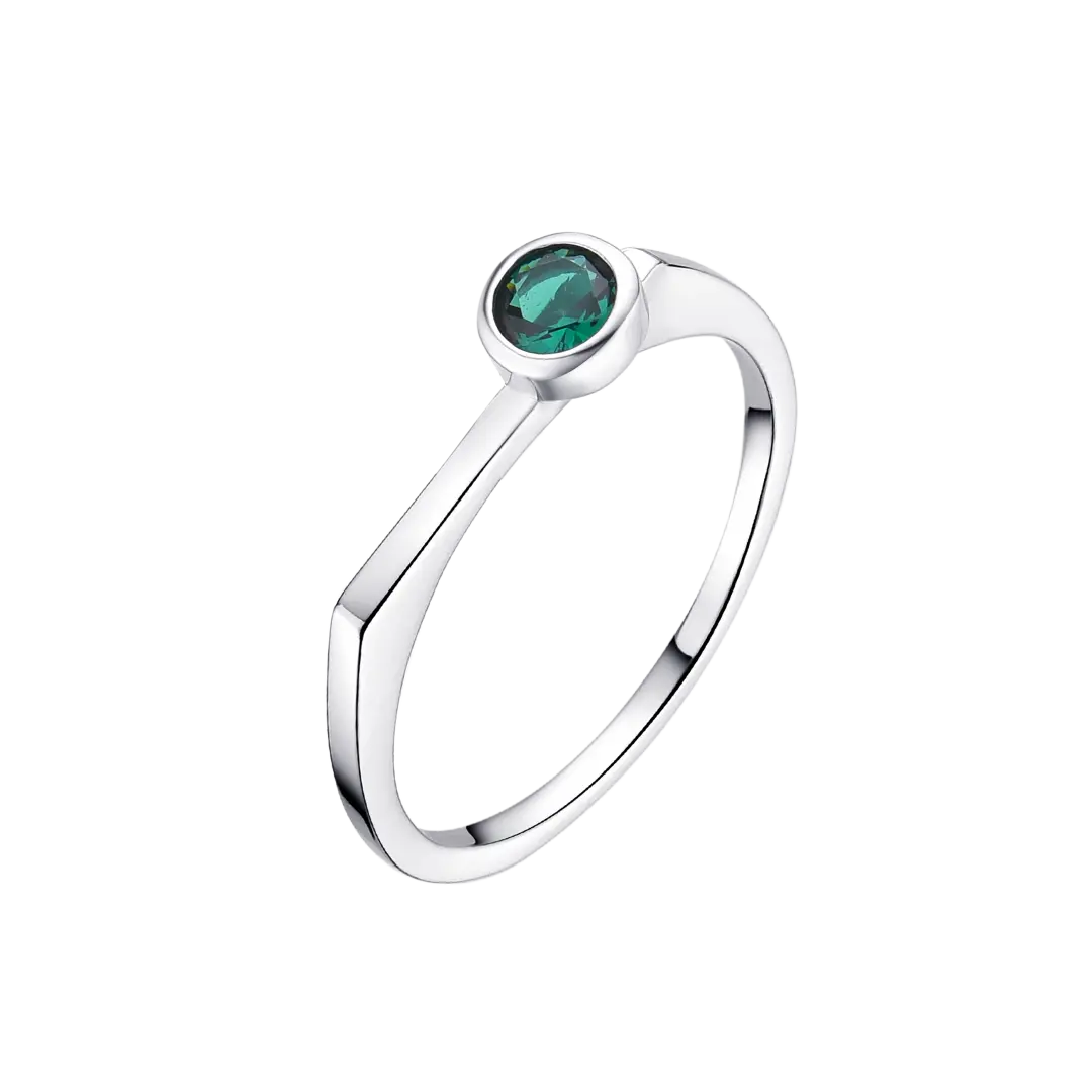 Inel Round Stone din Argint Placat si Cristale | Lisa&Co.